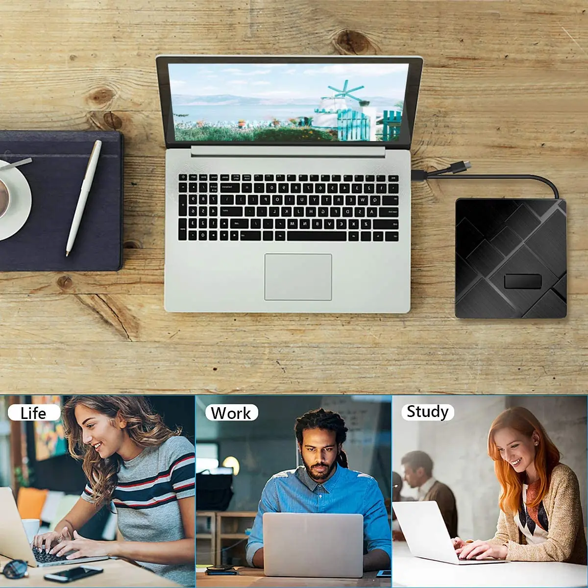 USB/TYPE 5-in-1 Multi-function External Mobile Optical Drive for CD/DVD ...