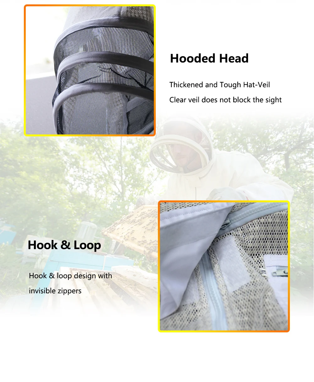 Heavy Duty 3-Layer Breeze Mesh Ventilated Beekeeper Jacket with Hood ...
