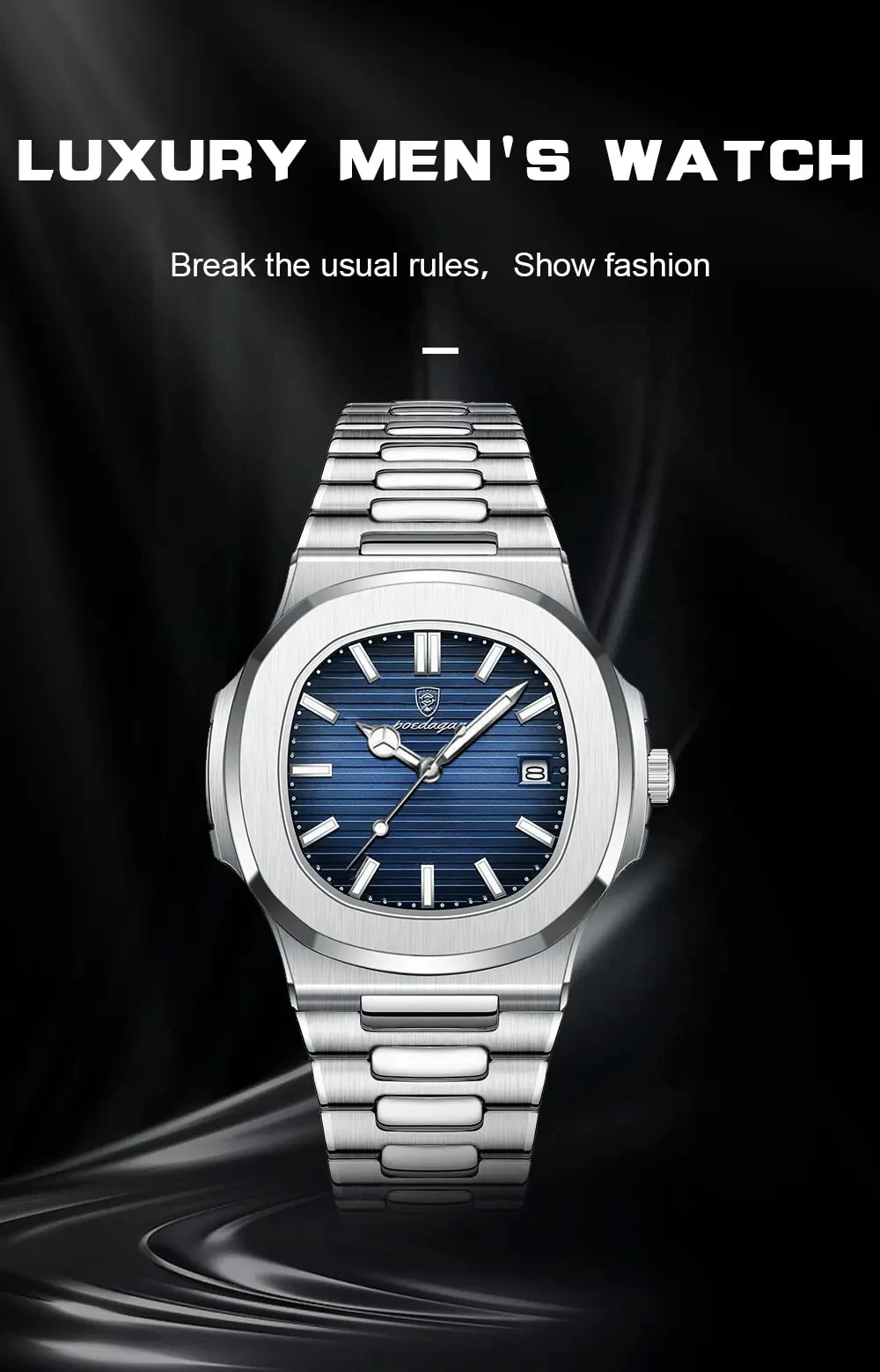 POEDAGAR P613 Men's Luxury Square Quartz Watch - Waterproof, Luminous ...