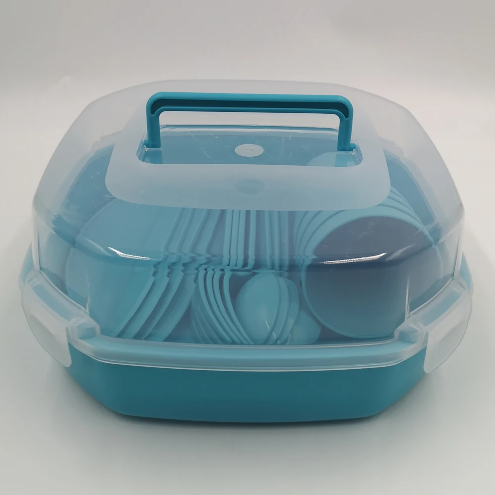 Camping Dinnerware Set - Portable Reusable Plastic Tableware