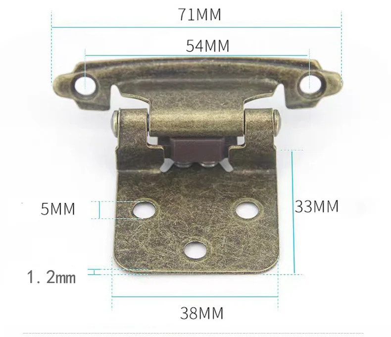 3/8" Kitchen Flush Cabinet Door Hinge Copper Plating Gate Hinges Self ...