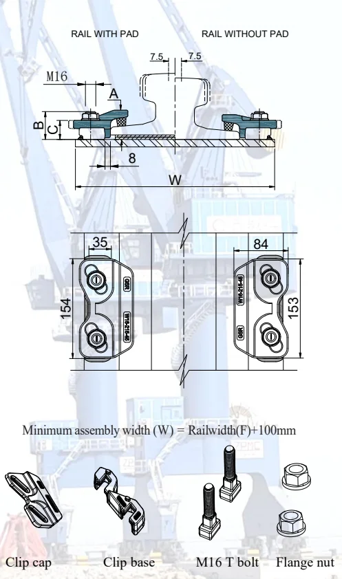 Gsr W16-215 Adjustable Crane Rail Clip - Buy Gsr Welded Base Fixing W16 ...