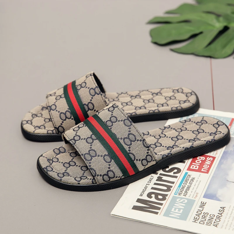 Summer New Custom Designer Comfy Fashionable Leather Slippers For Men ...