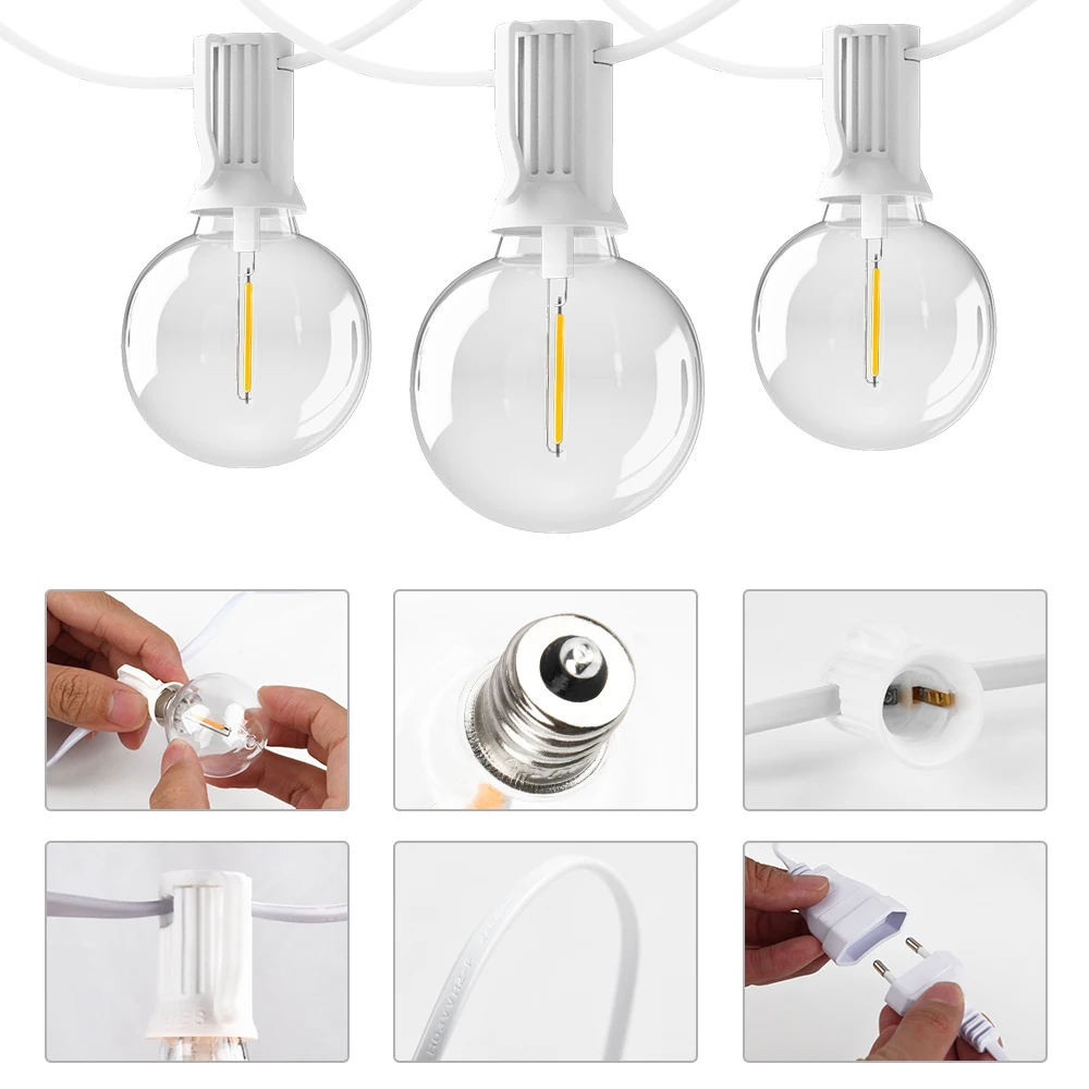 Edison G40 Outdoor String Lights Custom Length 25ft 50ft 100ft Luces ...