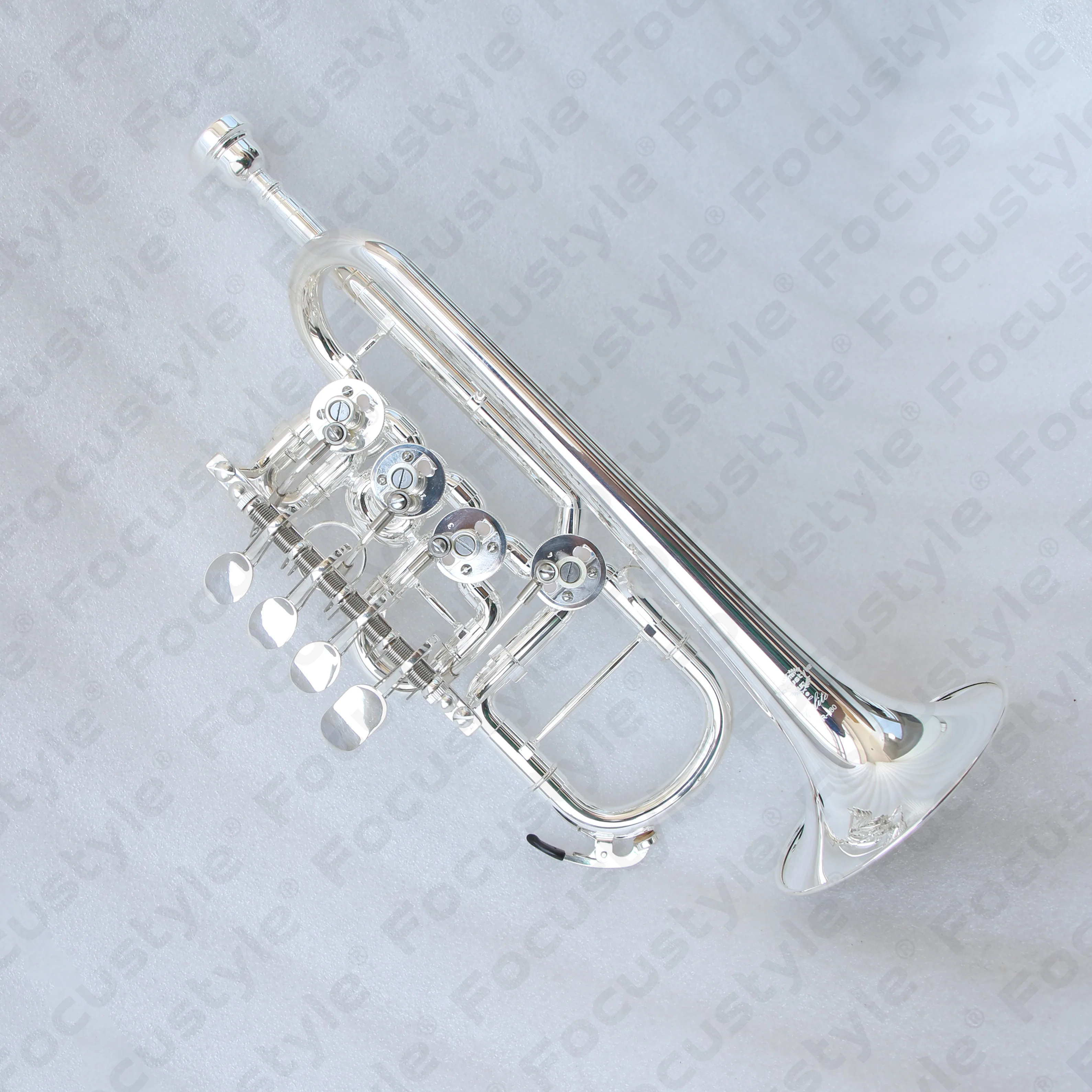 Professional OEM Silver-Plated Piccolo Trumpet 4 Rotary Valves Classic ...