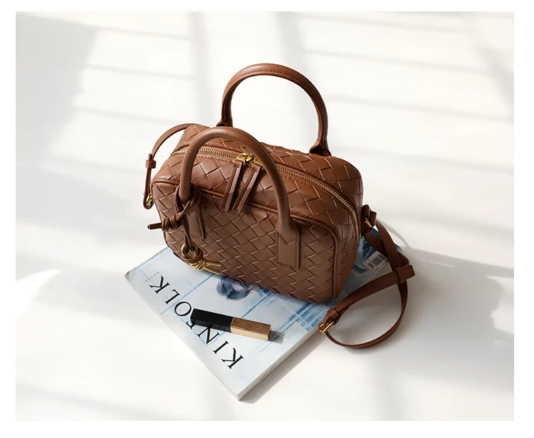 Blank Logo Brand Name Bag High Quality Genuine Leather Hand Woven ...