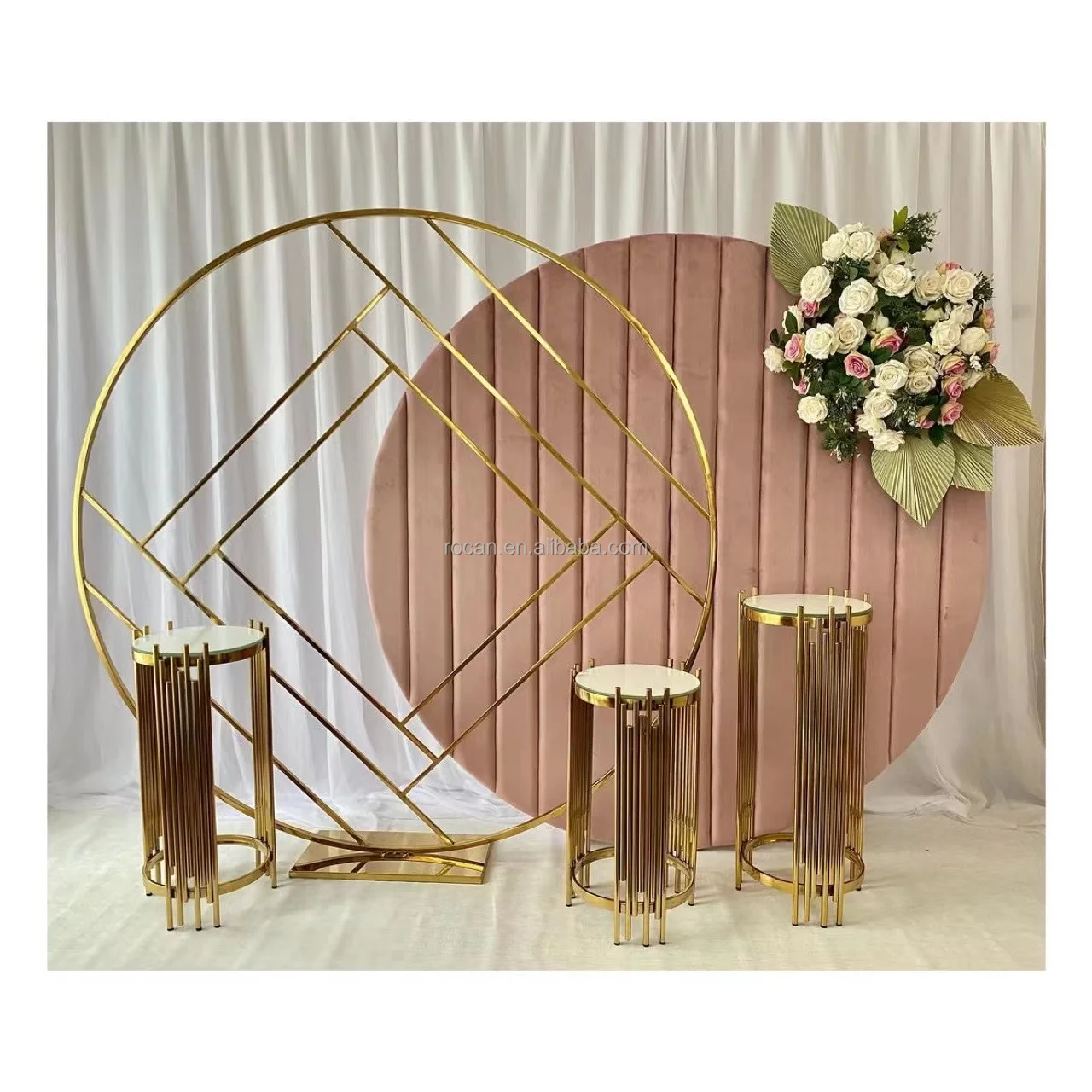 wedding backdrop stage decorations wedding stands big gold arch round ...