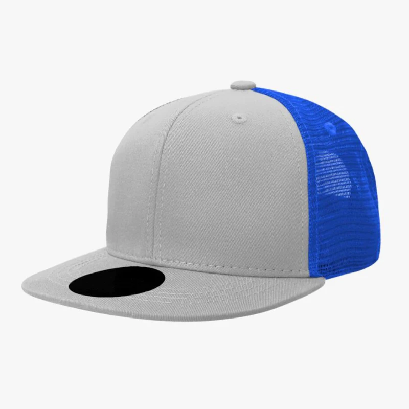 Custom Simple Blank White Flat Brim Mesh Baseball Cap Trucker Hat - Buy ...