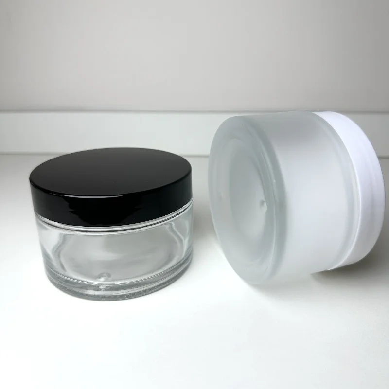 200g Black Matt Transparent Glass Cosmetic Jar Empty Body Lotion Jar ...