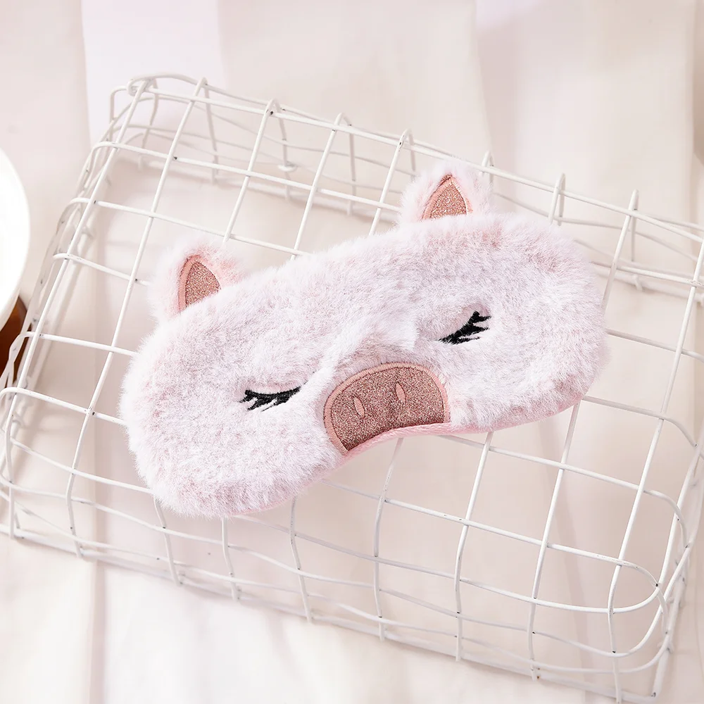 Adjustable Cute Animal Design Soft Plush Weighted Sleeping Eye Mask For ...