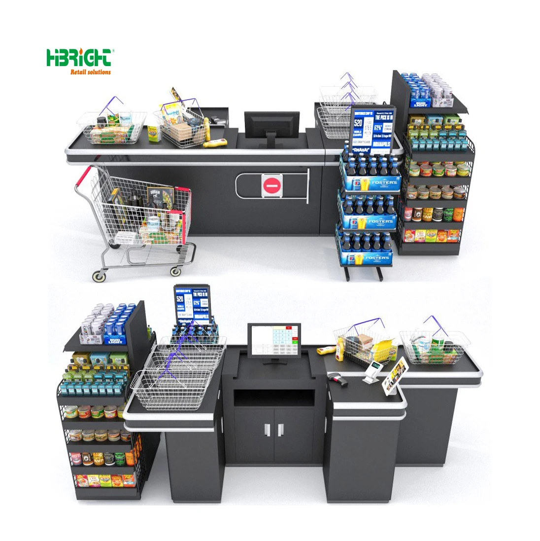 Metal Convenience Retail Store Cash Table - Supermarket Checkout Counter