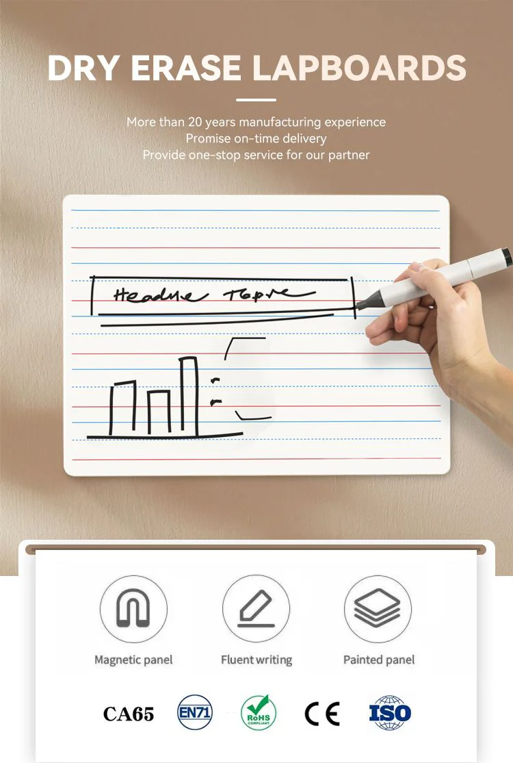 10 Pack Dry Erase Ruled Lap Boards - 9x12 Inch Whiteboards