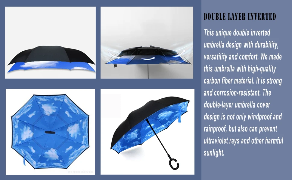 Inverted Reverse Upside Down Umbrella With C-shaped Handle,Anti-uv ...
