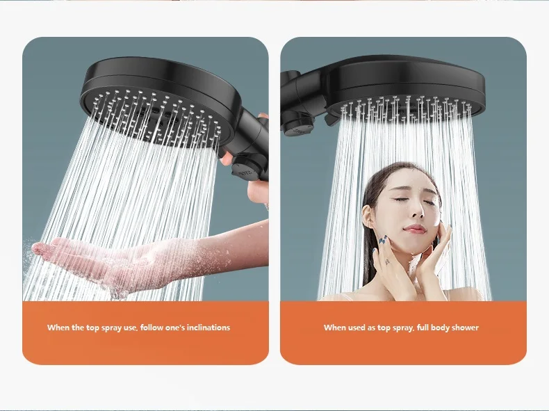 Syw Big Water Spray Five Speed Multi-function Supercharged Shower Shower Head Matte Black Large ...
