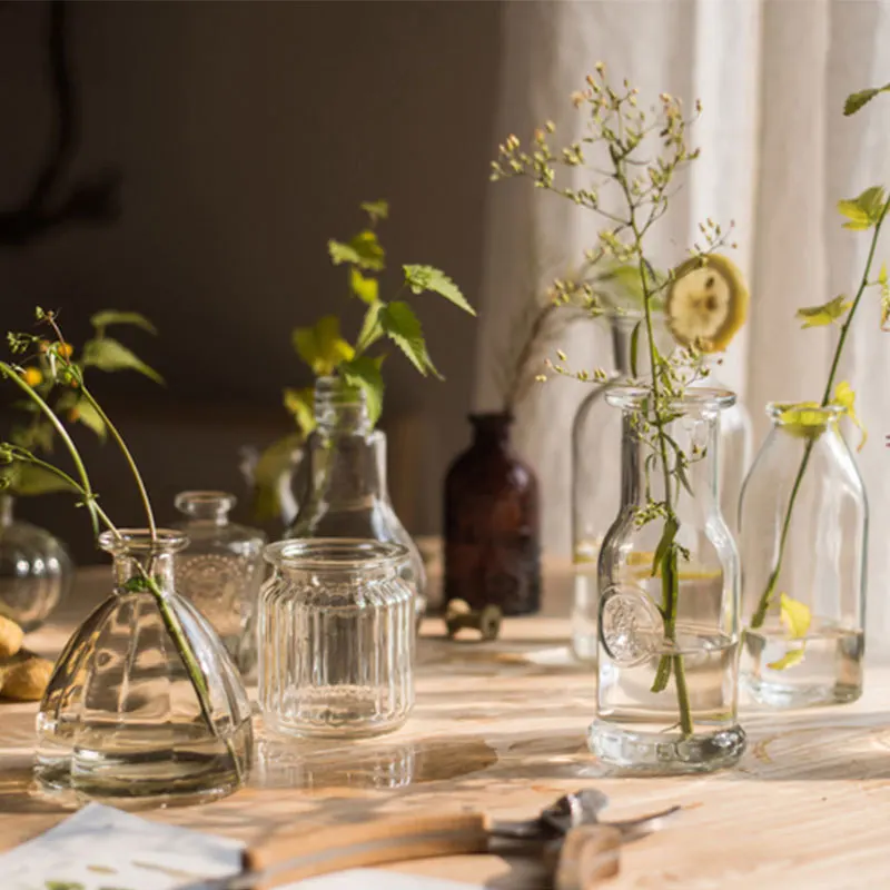 Modern Vase Bulk Mini Flower Vases Clear Decorative Embossed Style ...
