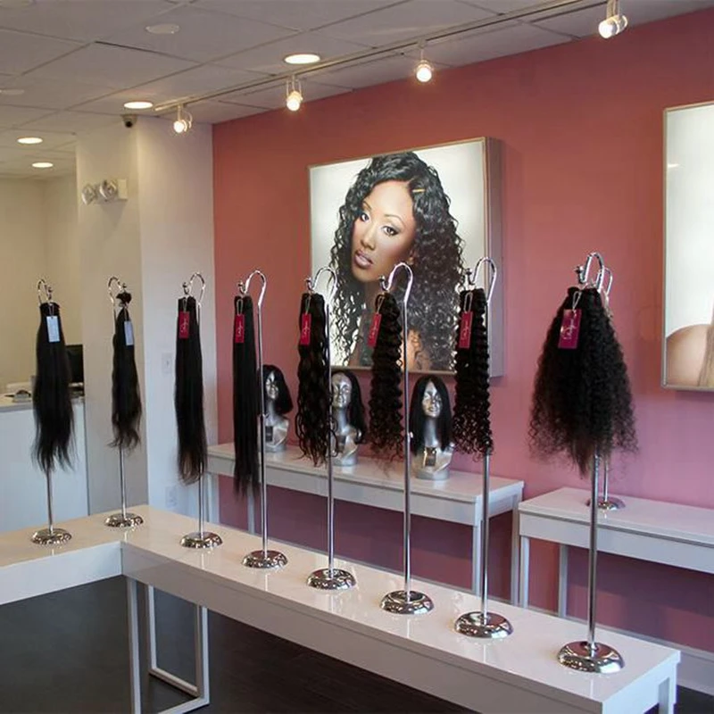 Wooden Counter Display Case Custom Wig Display Wall Mount Beauty Supply ...