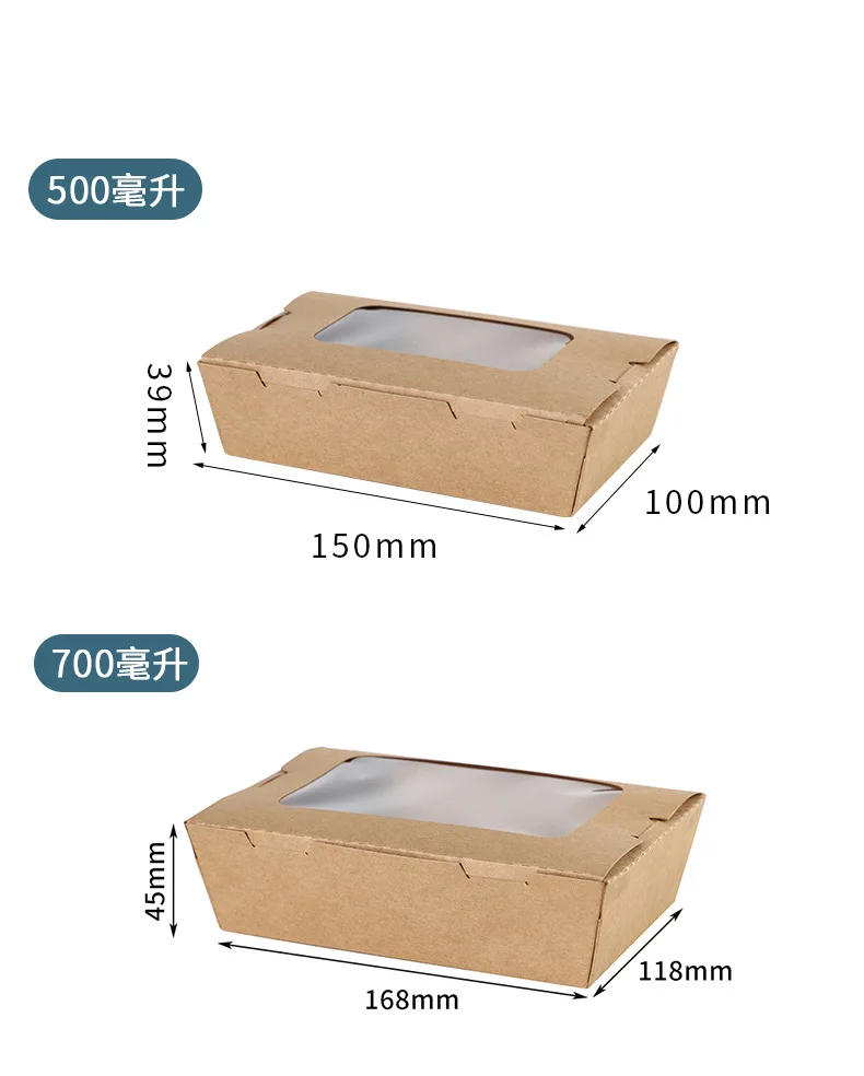Custom recyclable kraft paper transparent window salad food boxes with ...