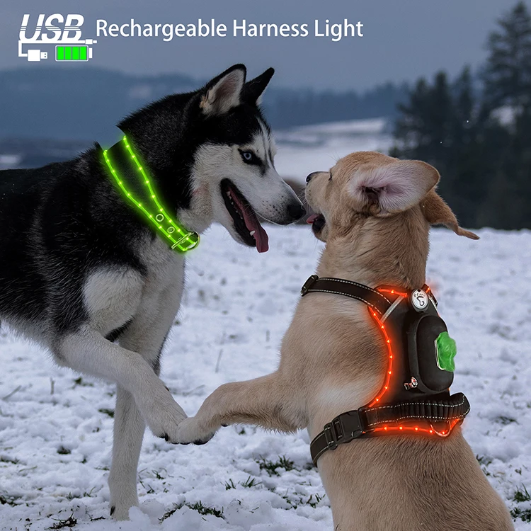 Linli Rechargeable Lighted Dog Vest Harness For Small Medium Large Size ...