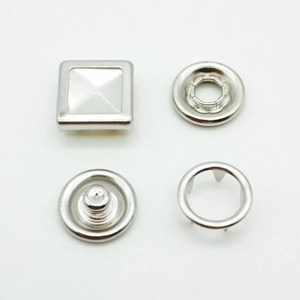 11mm Square Pearl Prong Snap Button With #333 Under Parts In Nickel ...