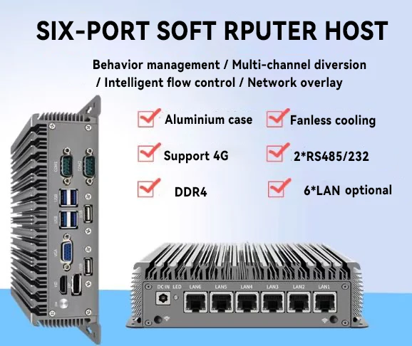 Industrial PC Network Security Soft Router 2 DDR4 Intel I3 I5 Ce-leron ...