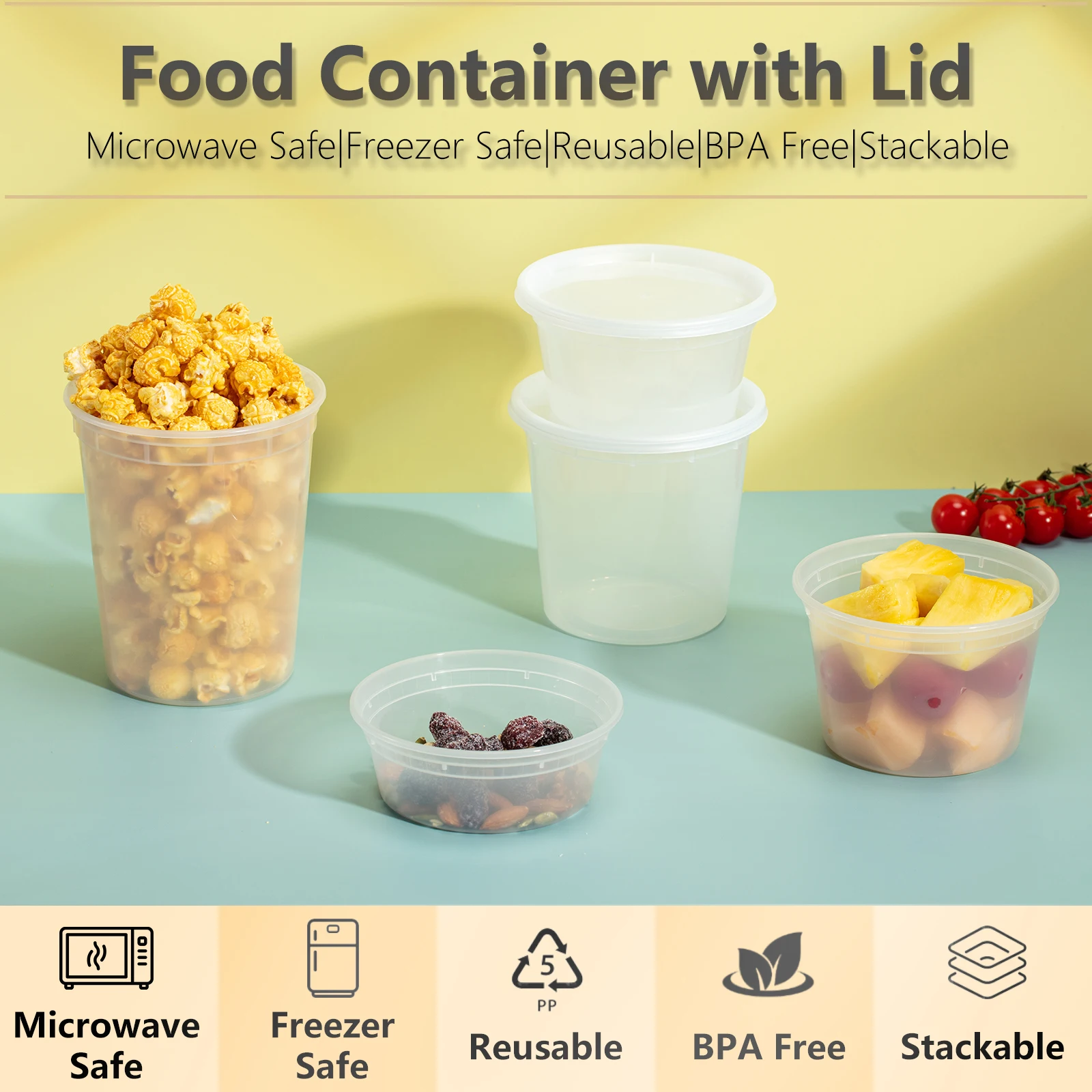 Transparent Plastic PP Soup Cup Microwavable Takeaway Food Container ...