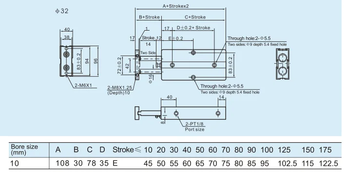 RIH Pneumatic TN Series Cylinder - Double-Shaft Twin-rod