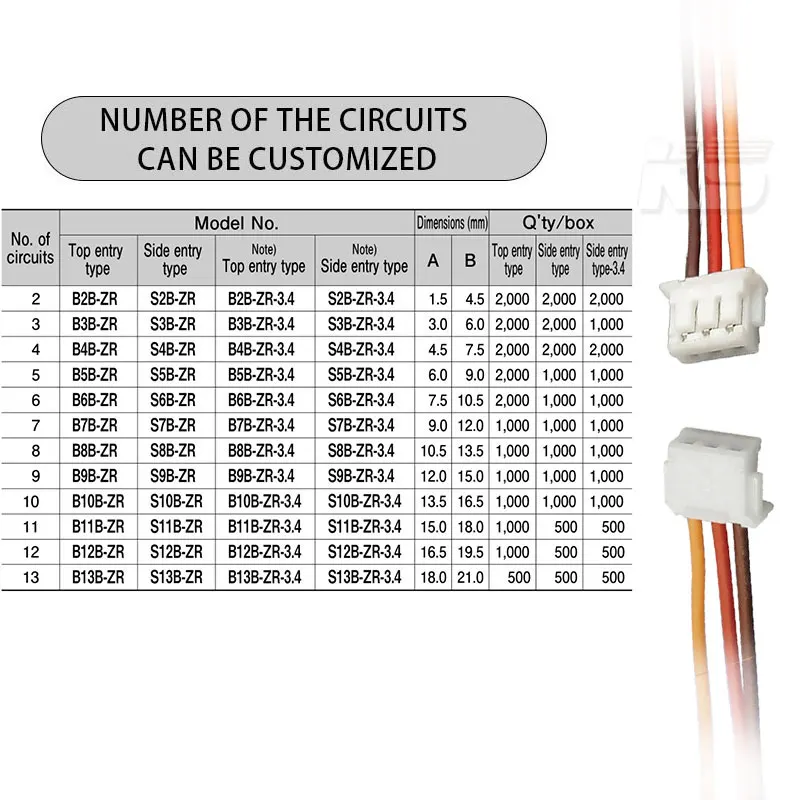 1.5mm Pitch JST ZH Connector - Custom White Female Wire Harness Cable ...