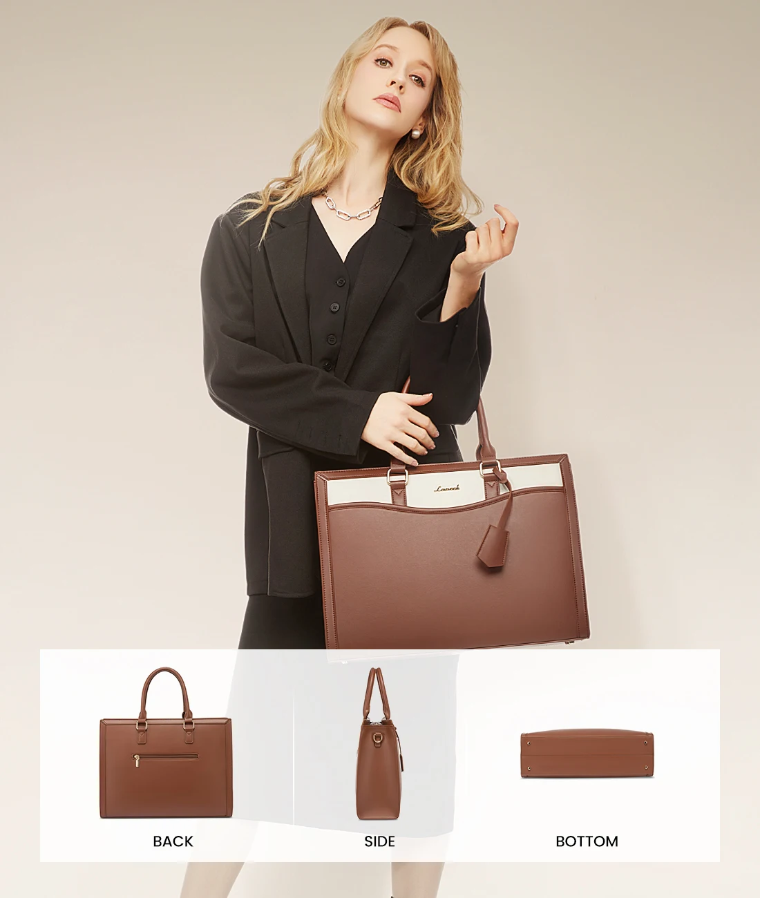 LOVEVOOK Designer Luxury Laptop Bag Women Waterproof Leather