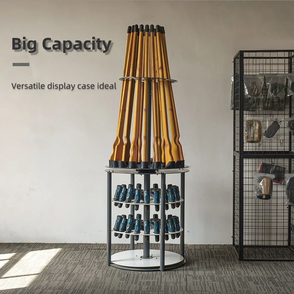 Customized Revolving Metal Floor Stand Gun Display Stand Tool Display ...