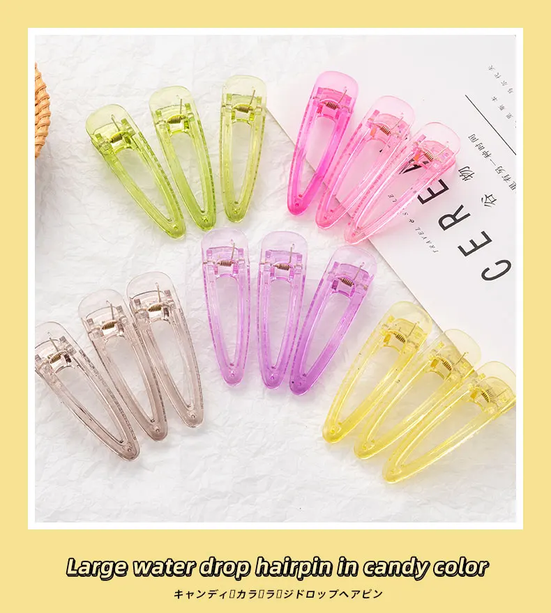Large Translucent Acrylic Glitter Water Drop Shape Duckbill Clip ...