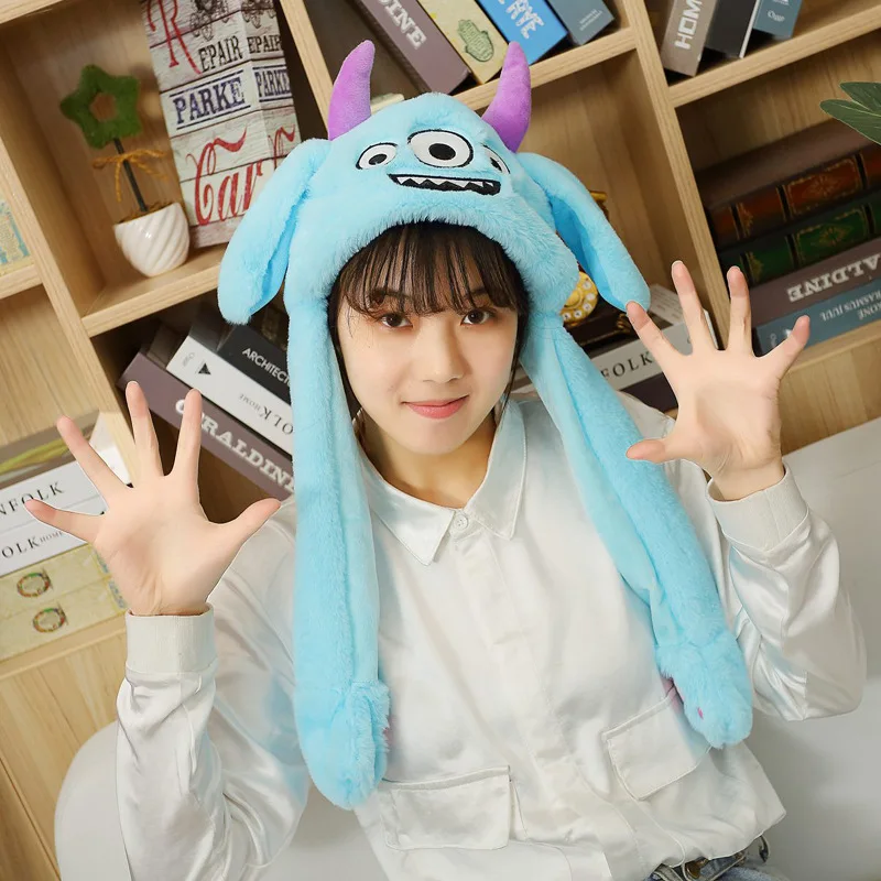 Cartoon Hat Funny Kawai Plush Led Light Glowing Moving Ear Hat Flap ...
