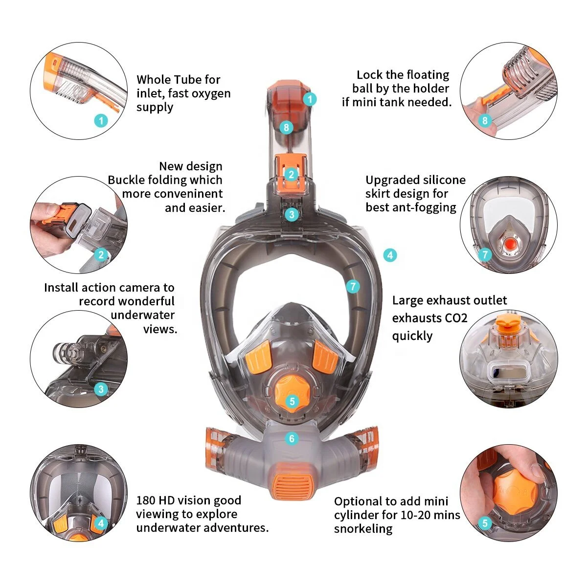 New Design Full Face Snorkeling And Diving Mask With Oxygen Tank ...