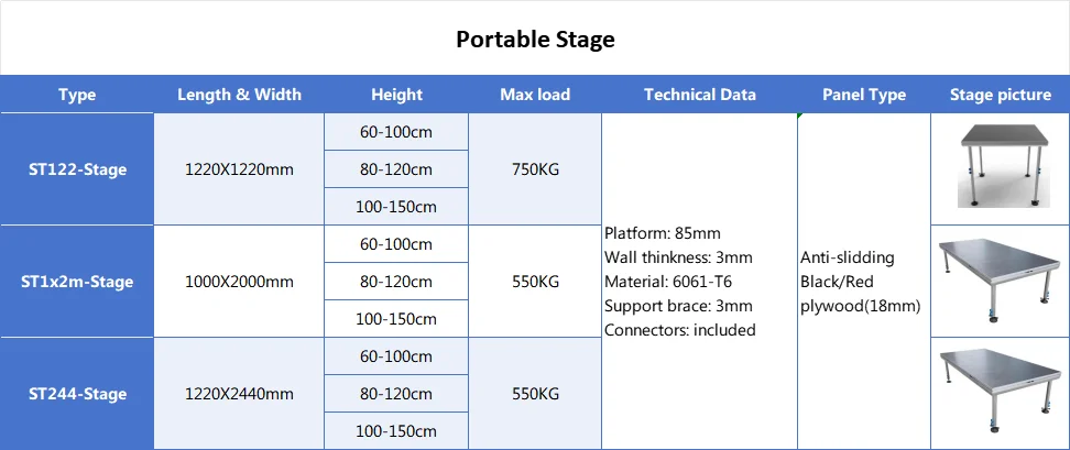 Aluminum Portable Stage Platform - Adjustable Height for Events ...
