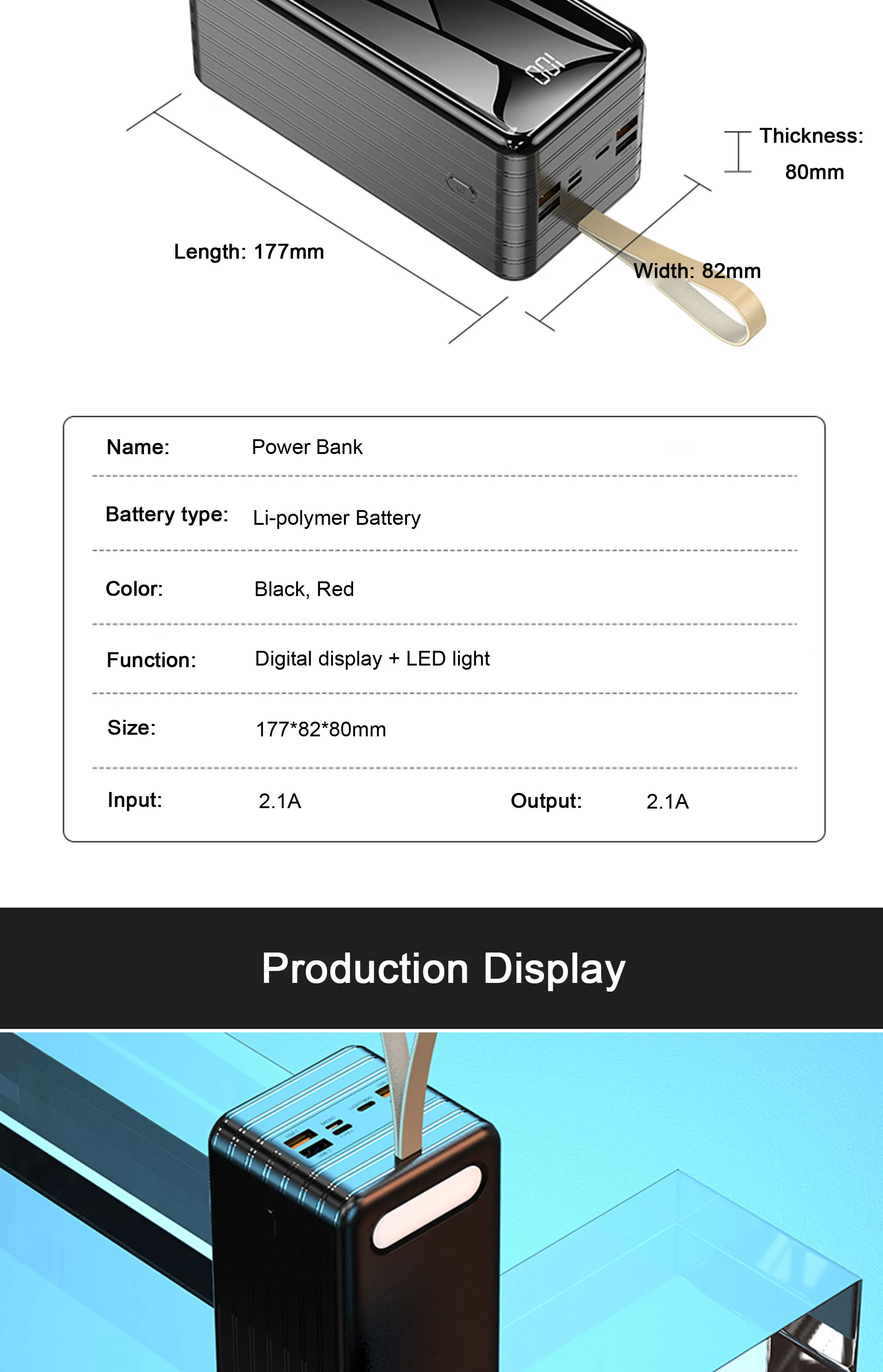 Portable Mobile Phone 80000mAh Quick Charge Power Bank External Battery Charger Power Pack ...