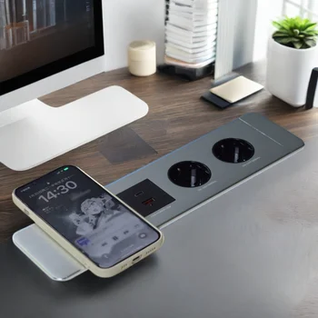 Hidden Under Table Power Socket With Eu Plug Usb A C Ports And Wireless ...