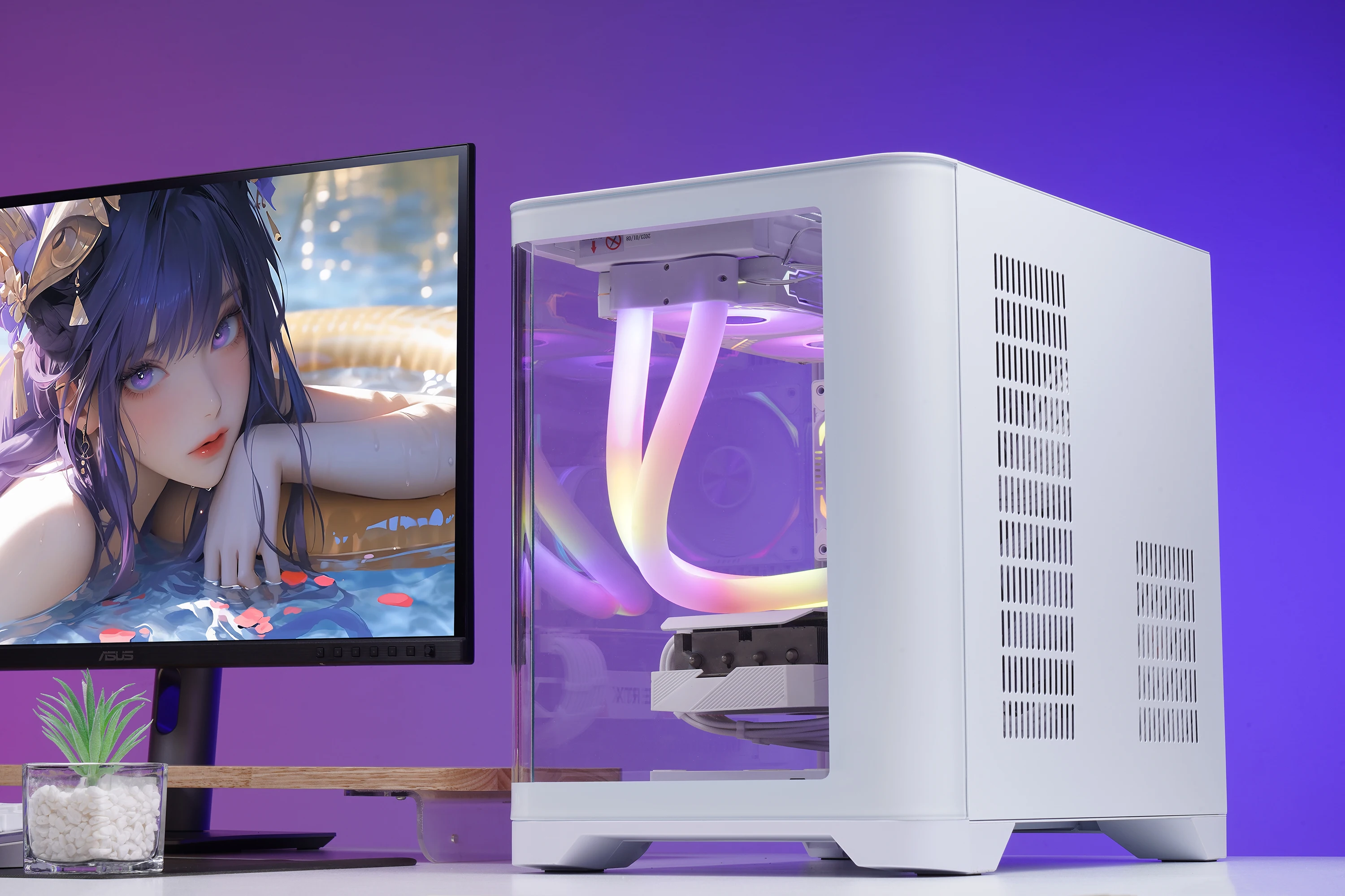Factory New Design White Matx Gaming Pc Case Desktop Chassis Curved ...