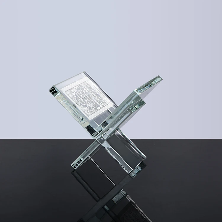 Glass Islamic Quran with Stand - Handmade Crystal Craft, Ideal Gift for ...