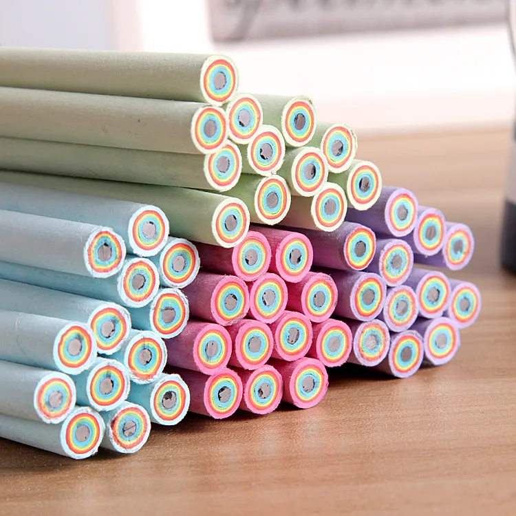 Wholesale Macaroon Color HB Pencil Rainbow Paper Pencil Recycled ...