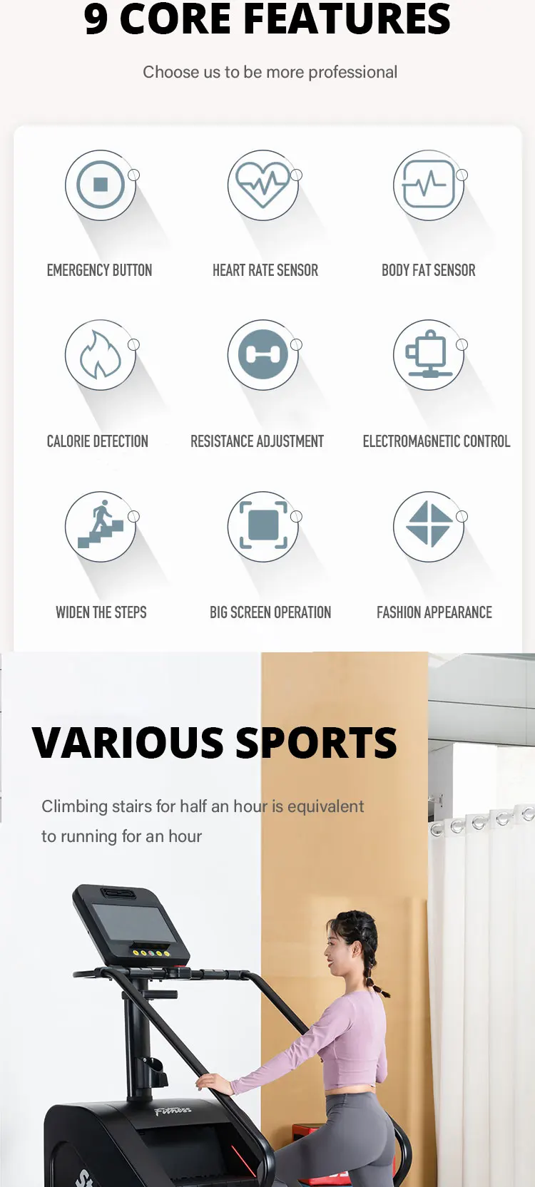 Cardio Exercise Stair Climbing Machines Commercial Stair Master Machine ...