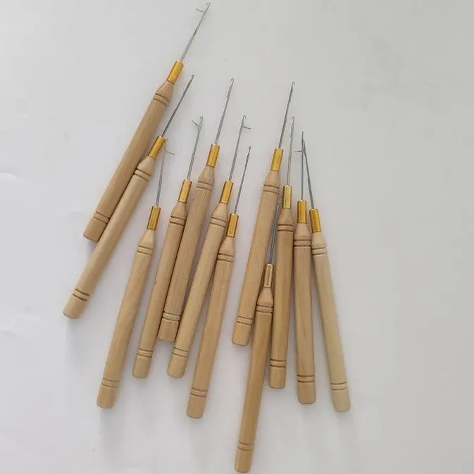 Hook Needle Hair Tools Wooden Handle Needles Micro Rings Pulling Needle ...