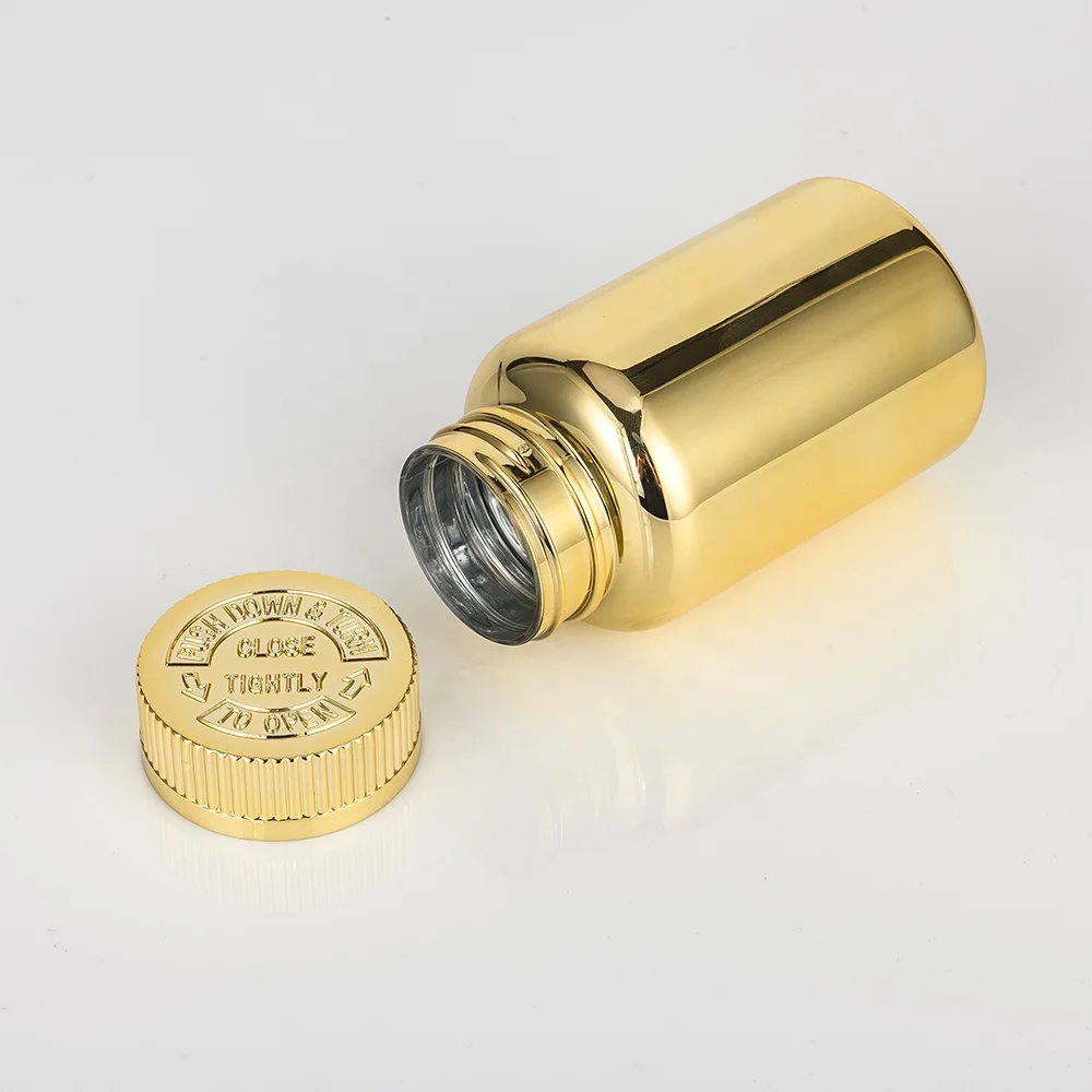 Wholesale Gold Plastic Bottle - Pill Capsule Medicine Container