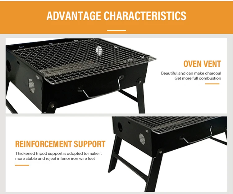 Folding Outdoor Barbecue Grill - Portable Charcoal Stove