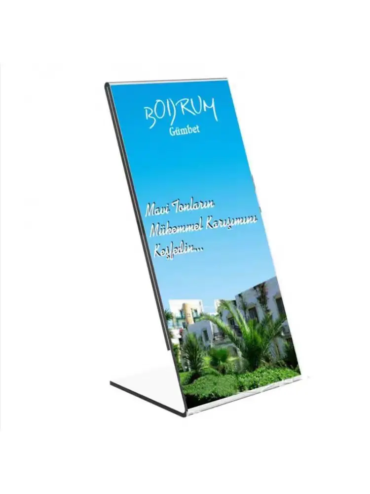 Clear Acrylic Advertising Display Sign A4 Restaurant Menu Clip L Shape ...