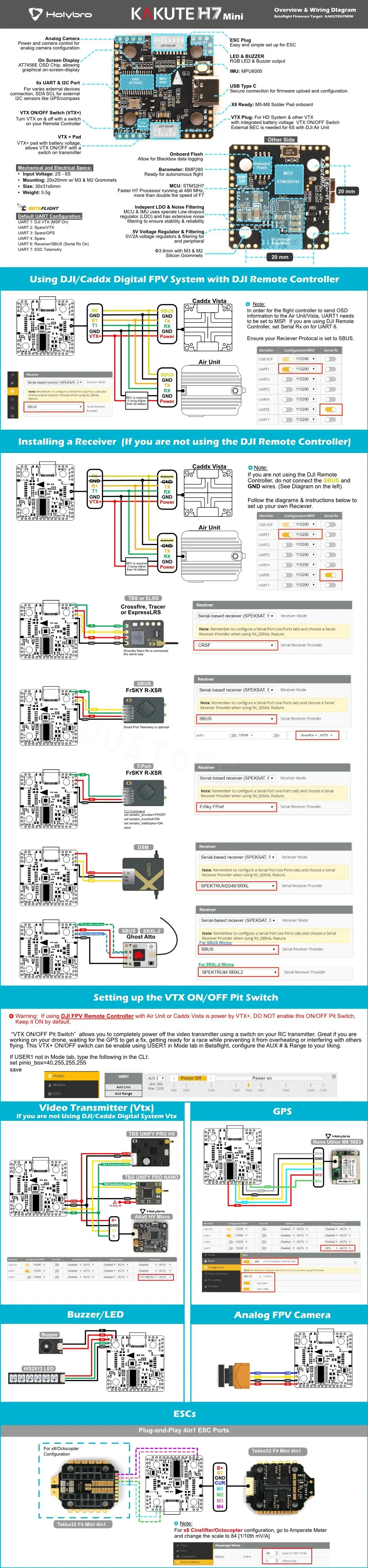 Original Holybro Kakute H7 Mini Flight Controller W/ Betaflight Osd 6x ...