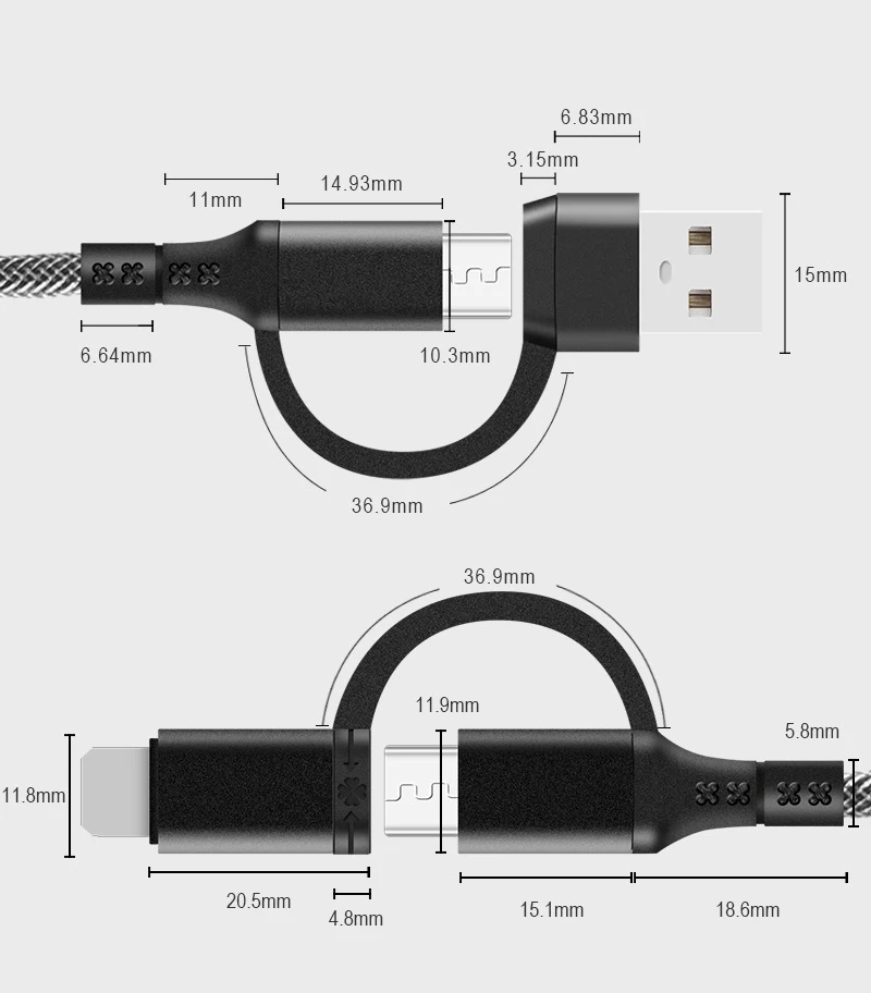 1m 4in1 4 In 1 Type C Pd 60w Usb-c Fast Charging Universal Cable 4-in-1 ...