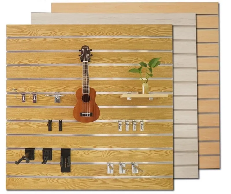 Wooden Mdf Shelf Board Metal Slatwall Inserts Shelf Brackets Slatwall ...