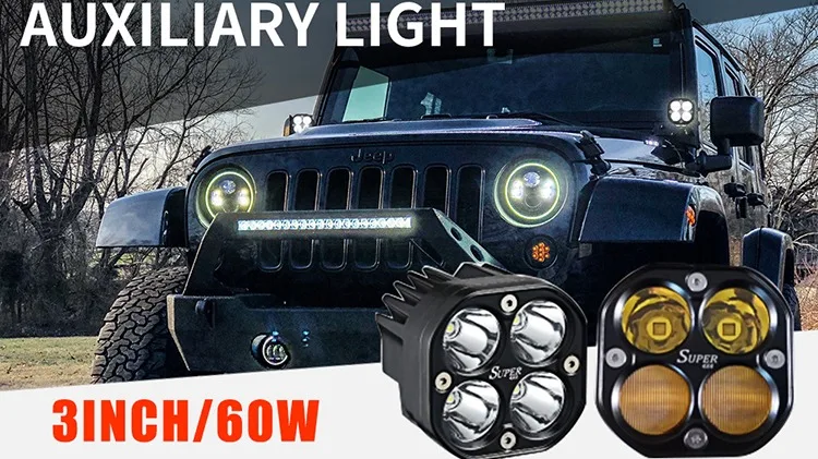 3inch 60w White Yellow Auxiliary Fog Lamp Mini Offroad Automobile 4x4 ...