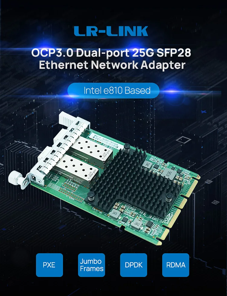 LR-LINK Brand LRES3029PF-OCP OCP3.0 SFF Dual-Port 25G SFP28 Ethernet Mezzanine Network Adapters ...