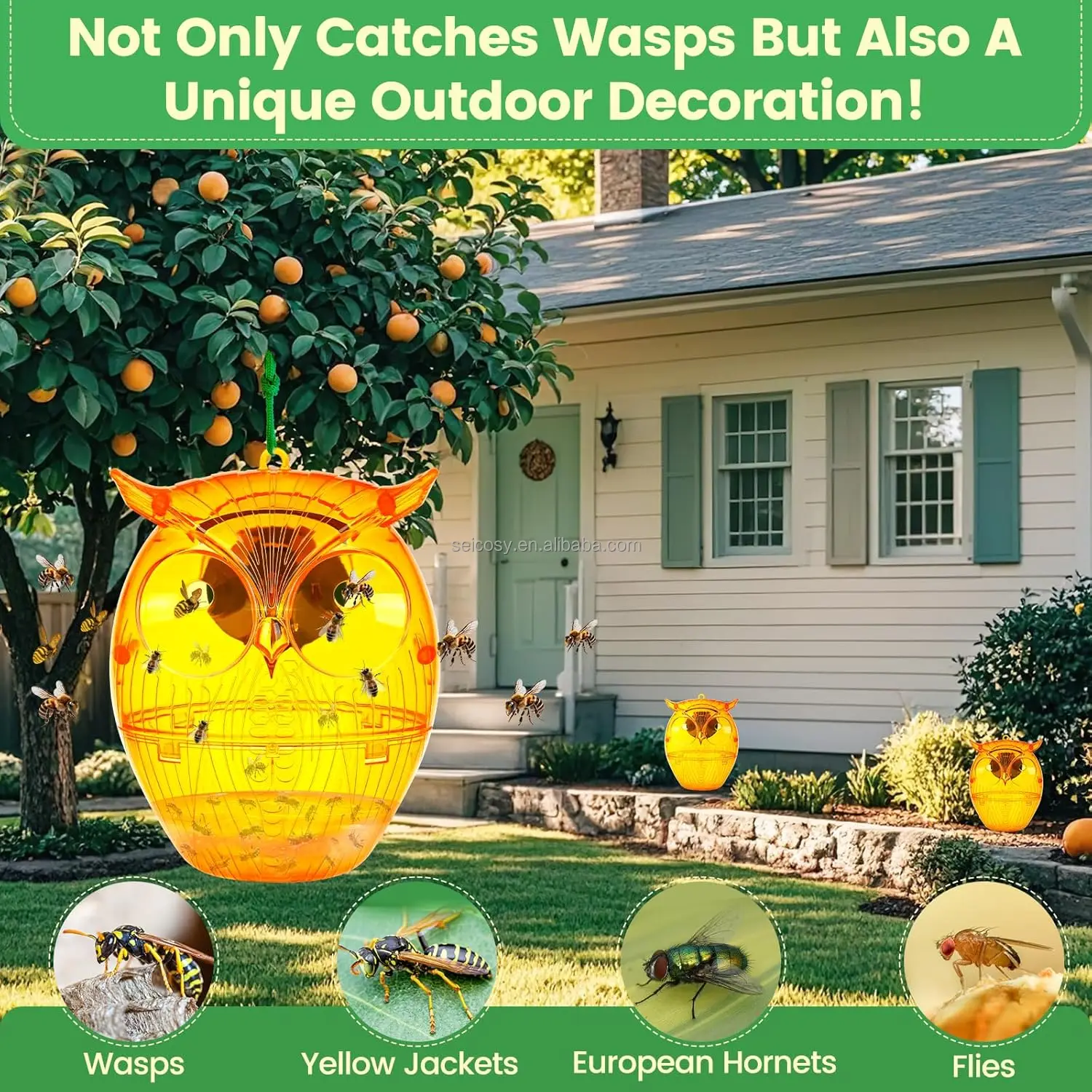 Alibaba.com: Seicosy Solar Wasp Trap Outdoor Hanging - Upgraded Owl ...