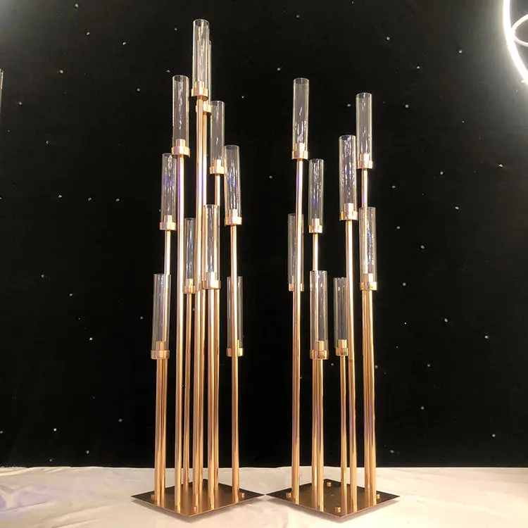 Zhuoyun 8 Arms Glass Candle Stick Wedding Decoration Metal Gold ...